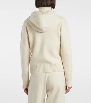 Moncler Hooded Wool And Cashmere Zip-up Cardigan - White