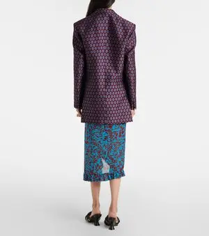 Dries Van Noten Printed Draped Ruffled Midi Skirt - Blue