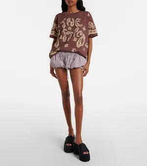 Attico Oversized Paisley Cotton T-shirt - Brown