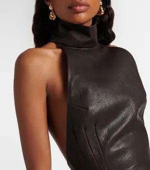Magda Butrym Halterneck Leather Top - Brown