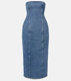 Magda Butrym Strapless Denim Bustier Dress - Blue