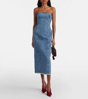 Magda Butrym Strapless Denim Bustier Dress