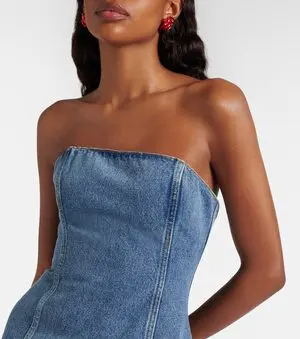 Magda Butrym Strapless Denim Bustier Dress