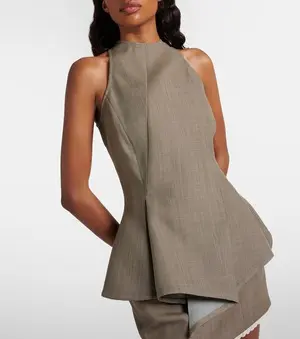 Magda Butrym Asymmetric Peplum Wool Top