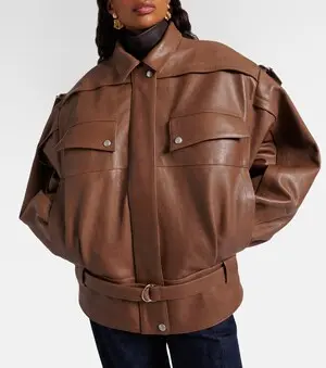 Magda Butrym Belted Oversized Leather Jacket