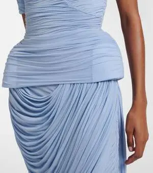 Magda Butrym Floral-appliqué Ruched Top - Blue
