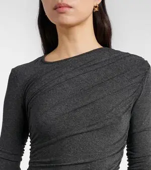 AGOLDE Tania Ruched Jersey Top - Grey