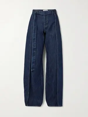 Loewe Belted Pleated High-rise Wide-leg Jeans - Blue