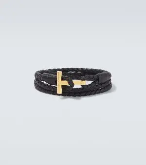 TOM FORD Braided Leather Bracelet - Black