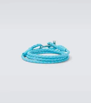 TOM FORD Braided Leather Bracelet - Blue