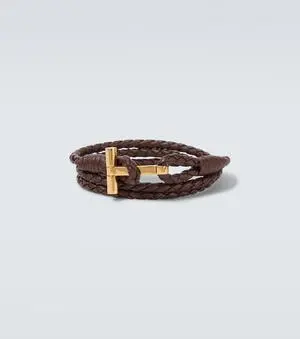 TOM FORD TOM FORD T Braided Leather Bracelet Neutrals