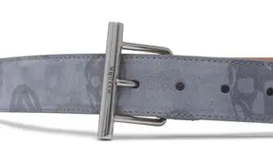 Alexander McQueen T-bar Skull Print Suede Belt