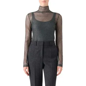 Akris Fishnet Mesh Long Sleeve Top