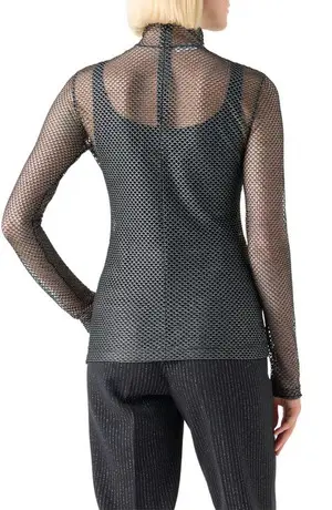 Akris Fishnet Mesh Long Sleeve Top