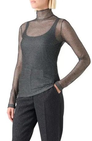 Akris Fishnet Mesh Long Sleeve Top