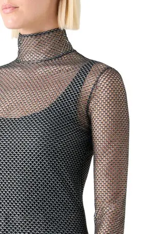 Akris Fishnet Mesh Long Sleeve Top