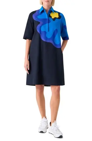 Akris Floral Cotton Poplin Shirtdress