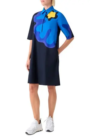 Akris Floral Cotton Poplin Shirtdress