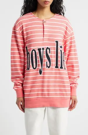 BOYS LIE Striped Cotton Blend Crewneck Top