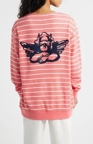 BOYS LIE Striped Cotton Blend Crewneck Top
