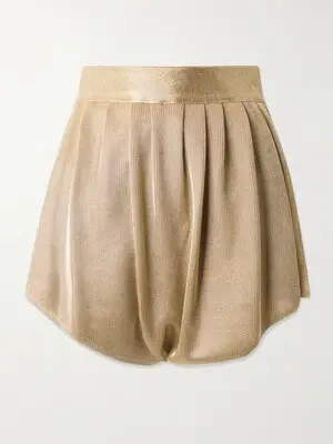 Alaïa Gathered Metallic Knitted Shorts