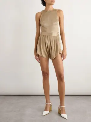 Alaïa Gathered Metallic Knitted Shorts