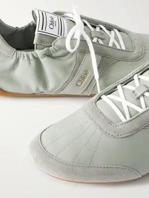 Chloé Kick Suede And Leather Sneakers - Green