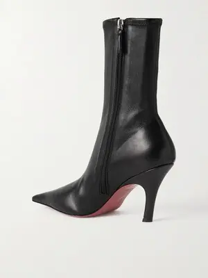 Amina Muaddi Jamie Leather Ankle Boots - Black