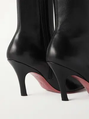 Amina Muaddi Jamie Leather Ankle Boots - Black