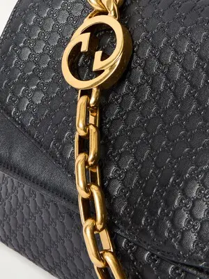 Gucci Chain-detailed Logo-debossed Leather Shoulder Bag