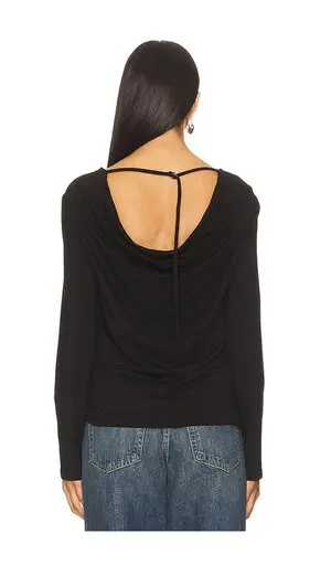 BOBI Long Sleeve Open Cowl Back Top