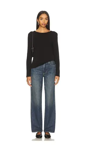 BOBI Long Sleeve Open Cowl Back Top