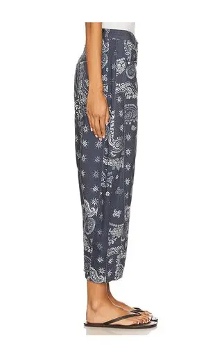 Free People X We The Free Good Luck Printed Barrel Jean - Blue