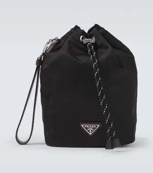 Prada Speedrock Re-nylon Leather-trimmed Pouch - Black
