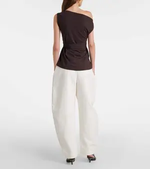 RÓHE High-rise Barrel-leg Cotton Pants - White