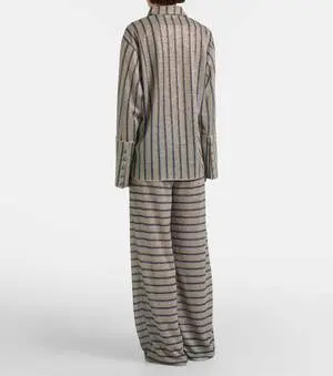 Oseree Lumiere Striped Wide-leg Pants