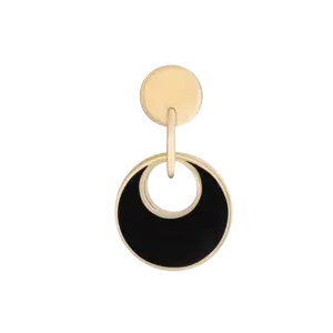 OUF! Moon Disk Dangle Stud Earring Black