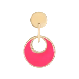 OUF! Moon Disk Dangle Stud Earring - Neon Pink