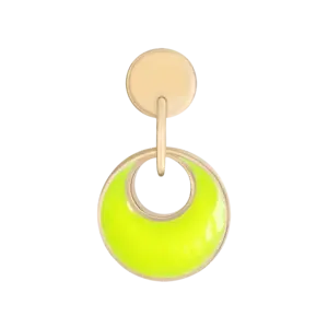 OUF! Moon Disk Dangle Stud Earring - Neon Yellow