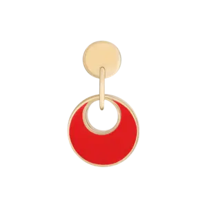 OUF! Moon Disk Dangle Stud Earring - Red