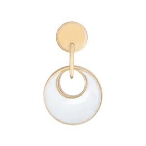 OUF! Moon Disk Dangle Stud Earring - White