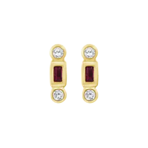 OUF! Ruby And Diamond Bar Stud Earring