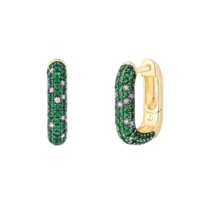 OUF! Emerald And Diamond Pave Huggie Earrings - One-color