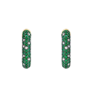 OUF! Emerald And Diamond Pave Huggie Earrings
