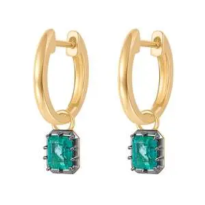 OUF! Emerald Dangle Drop Huggie Earrings - One-color