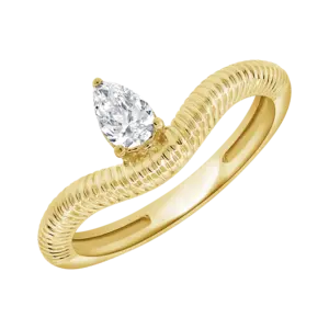 OUF! Floating Diamond Pear Fluted Wave Ring - One-color