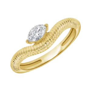 OUF! Fluted Wave Ring With Diamond - One-color