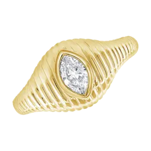 OUF! Diamond Marquise Fluted Signet Ring - One-color