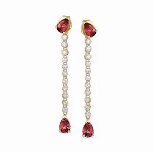 OUF! Diamond And Pink Tourmaline Dangle Earrings - One-color