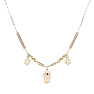 OUF! Chain Necklace With Hamsa And Star Of David Charms